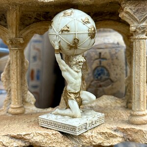 Vintage Atlas Mini Statue - Small Hand-painted Ancient Greek Titan ...