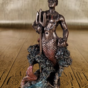 Vintage Olokun Mini Statue - Small Orisha of Water, Health, and Wealth ...