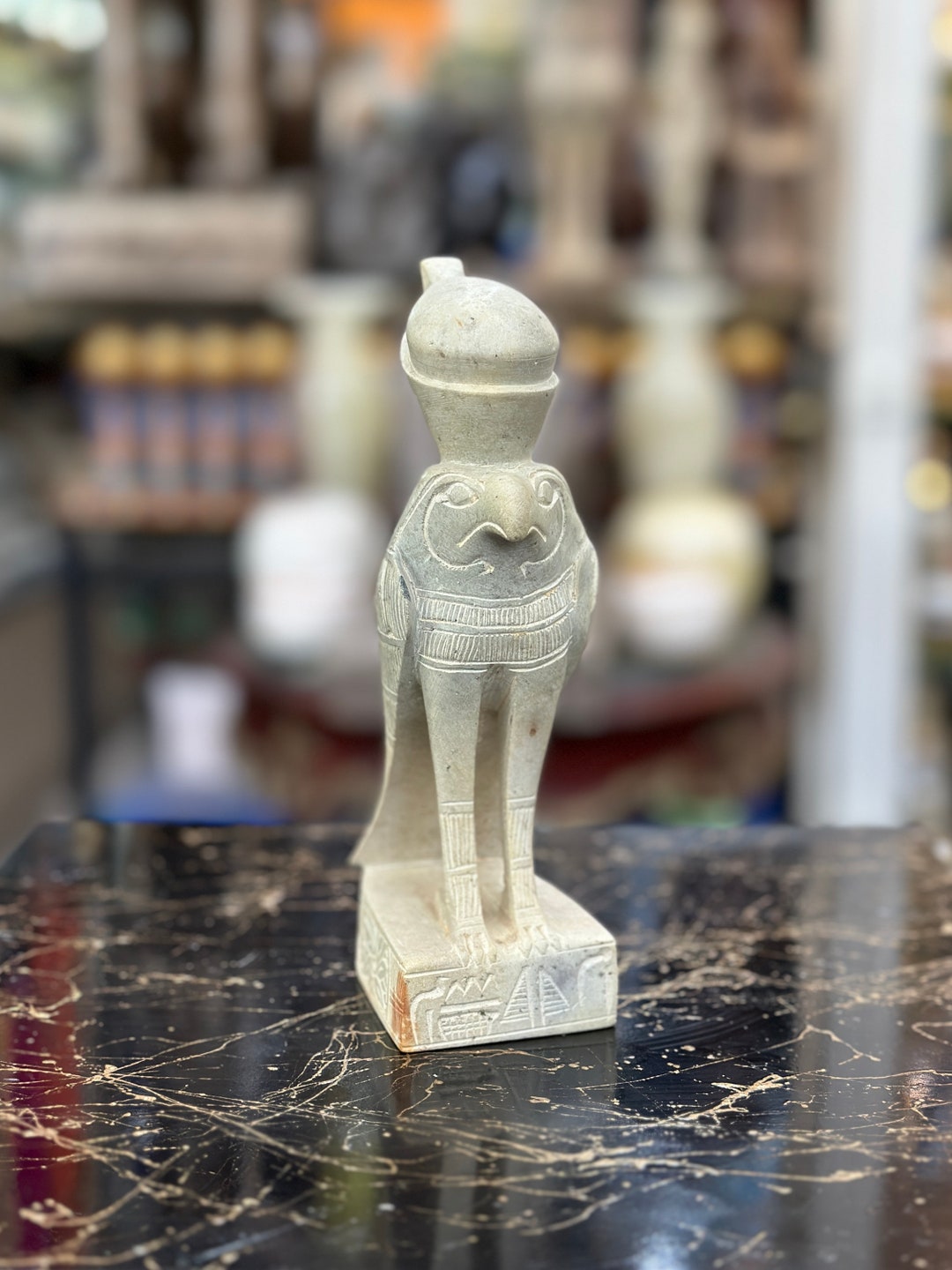 Horus Statue - Ancient Egyptian Sky God Heru - Handcarved Limestone ...