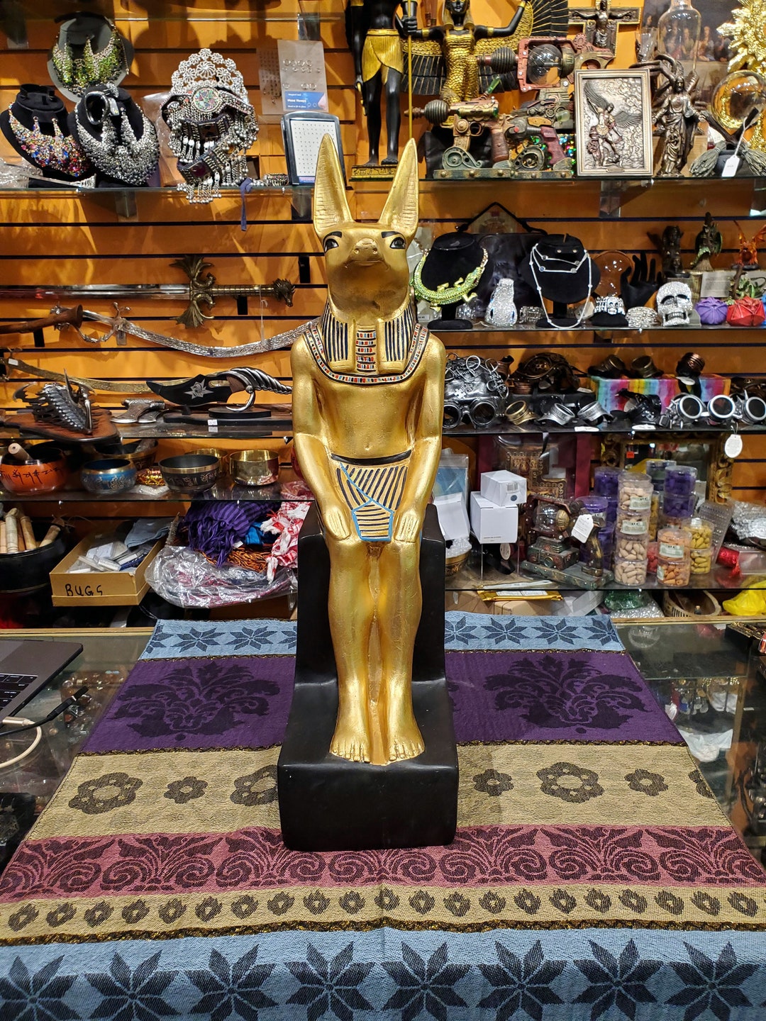 Vintage Gold Anubis Statue - Made in Egypt - Very Large Ancient ...