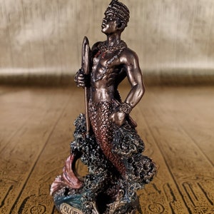 Vintage Olokun Mini Statue - Small Orisha of Water, Health, and Wealth ...