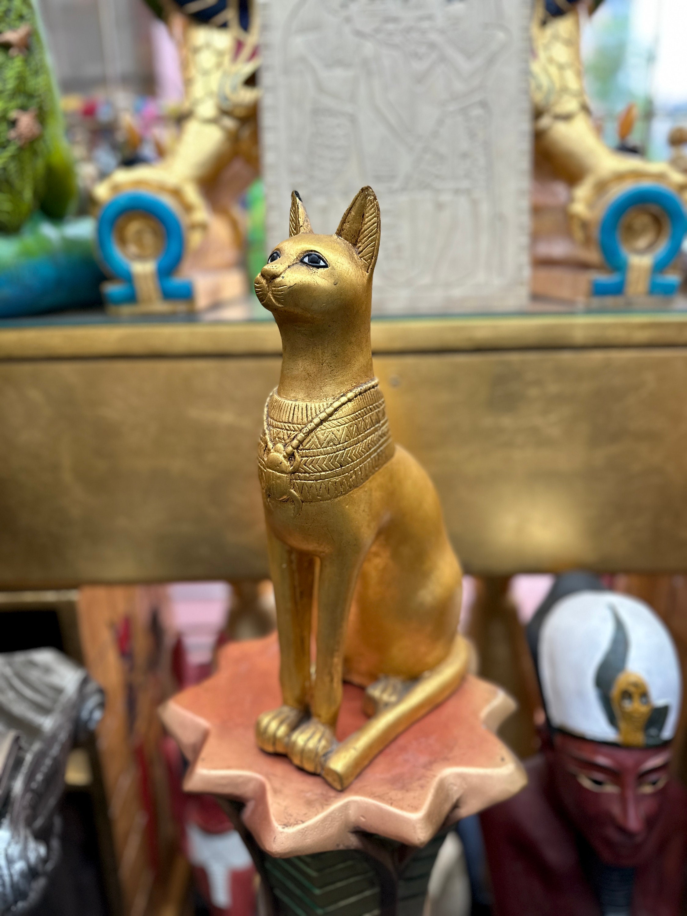 Gold Egyptian Cat Statue