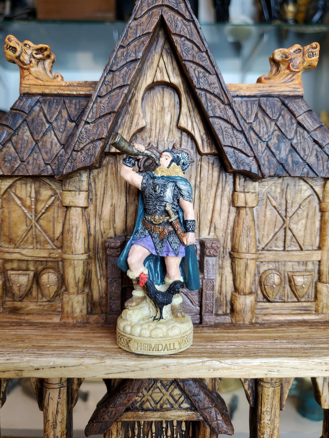 Vintage Heimdall Mini Statue - Small Hand-painted Norse God Heimdallr ...