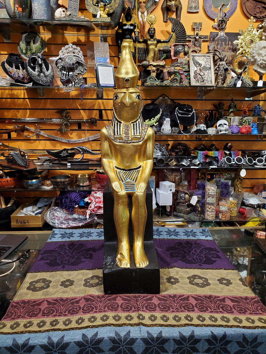 Vintage Gold Horus Statue - Made in Egypt - Very Large Ancient Egyptian ...