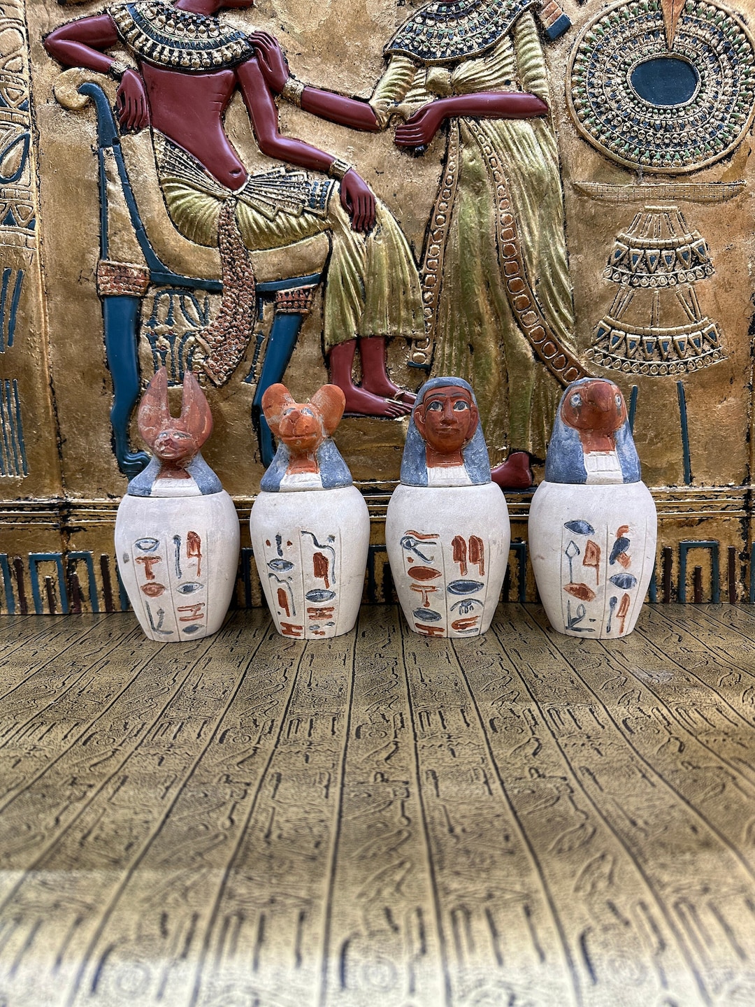 Egyptian Canopic Jars SET OF 4 Imset Hapi Qebehsenuef & - Etsy