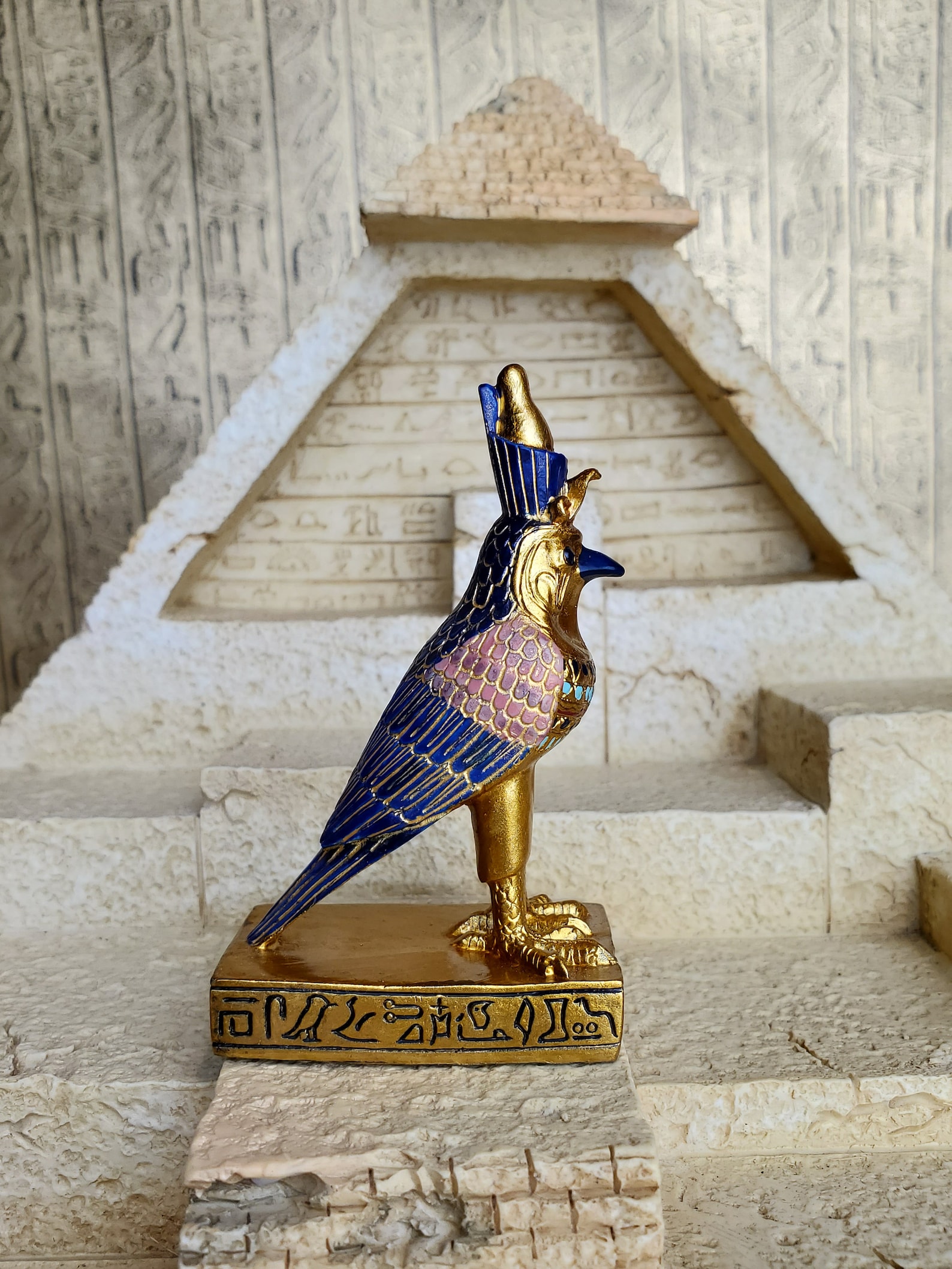 Vintage Golden Horus Mini Statue Ancient Egyptian God Horus With ...