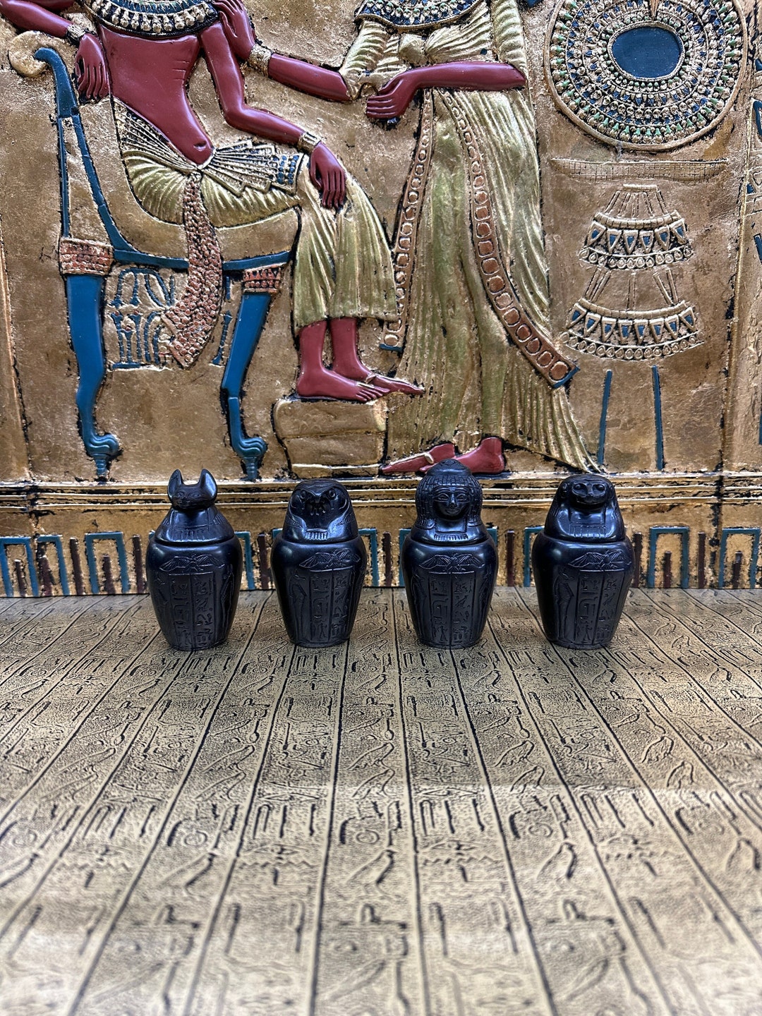 Egyptian Canopic Jars SET OF 4 - Imset, Hapi, Qebehsenuef & Duamutef ...
