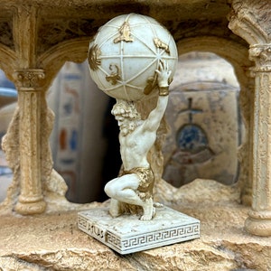 Vintage Atlas Mini Statue - Small Hand-painted Ancient Greek Titan ...