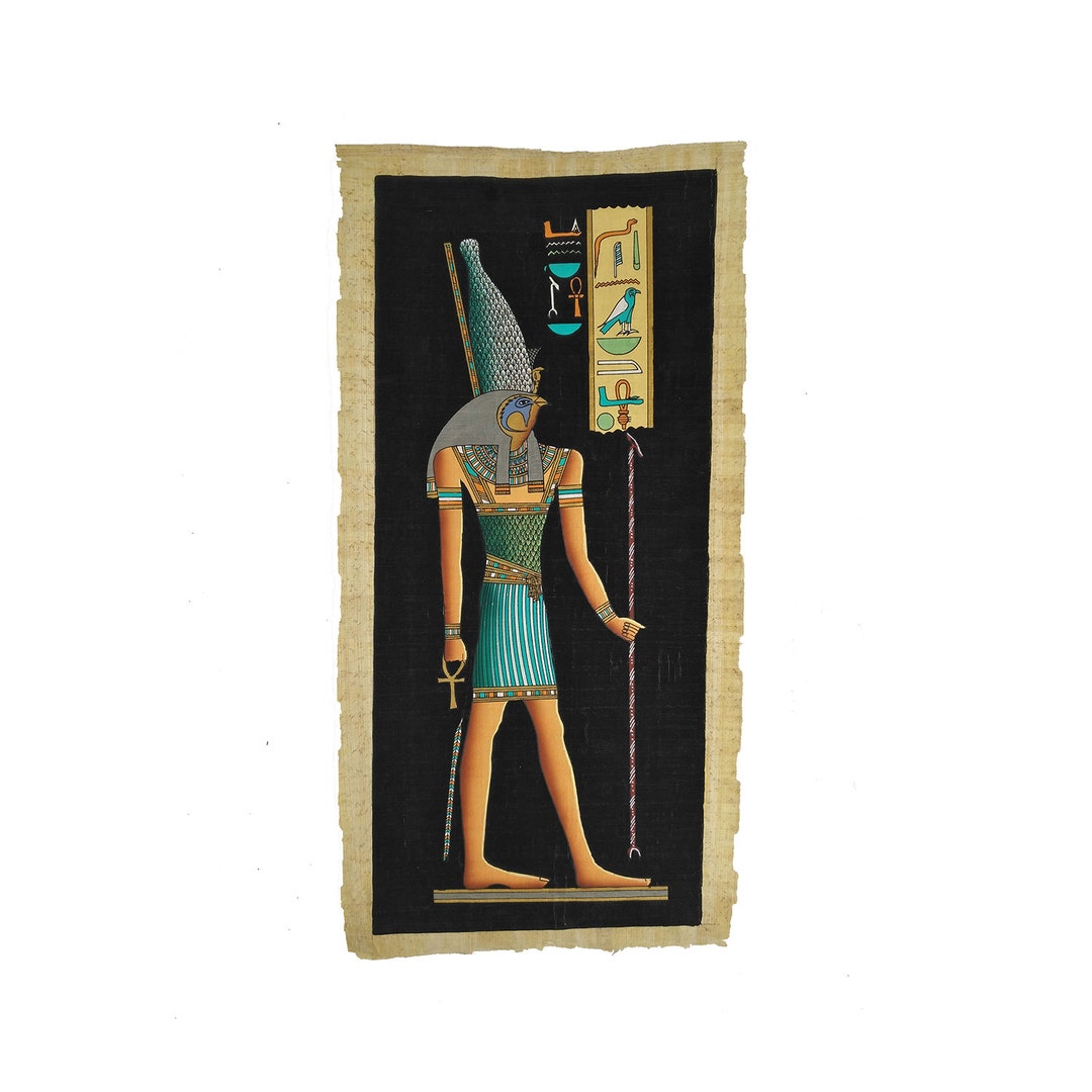 Horus in Temple Portrait - Standing Ancient Egyptian God Horus With ...