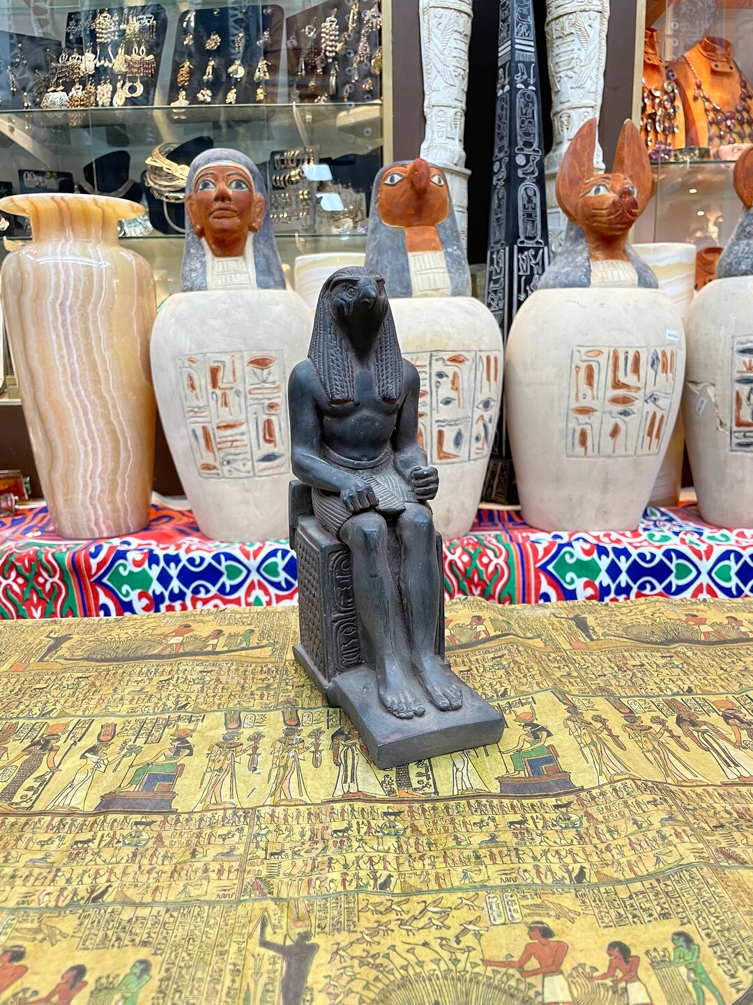 Horus With Hieroglyphic Stela Statue - Ancient Egyptian Sky God Horus ...