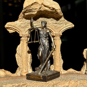 Vintage Lady Justice Mini Statue - Small Hand-painted Ancient Greek ...