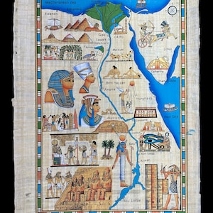 Map of Egypt Papyrus - Ancient Egyptian Map - Tourist Location - Visit ...