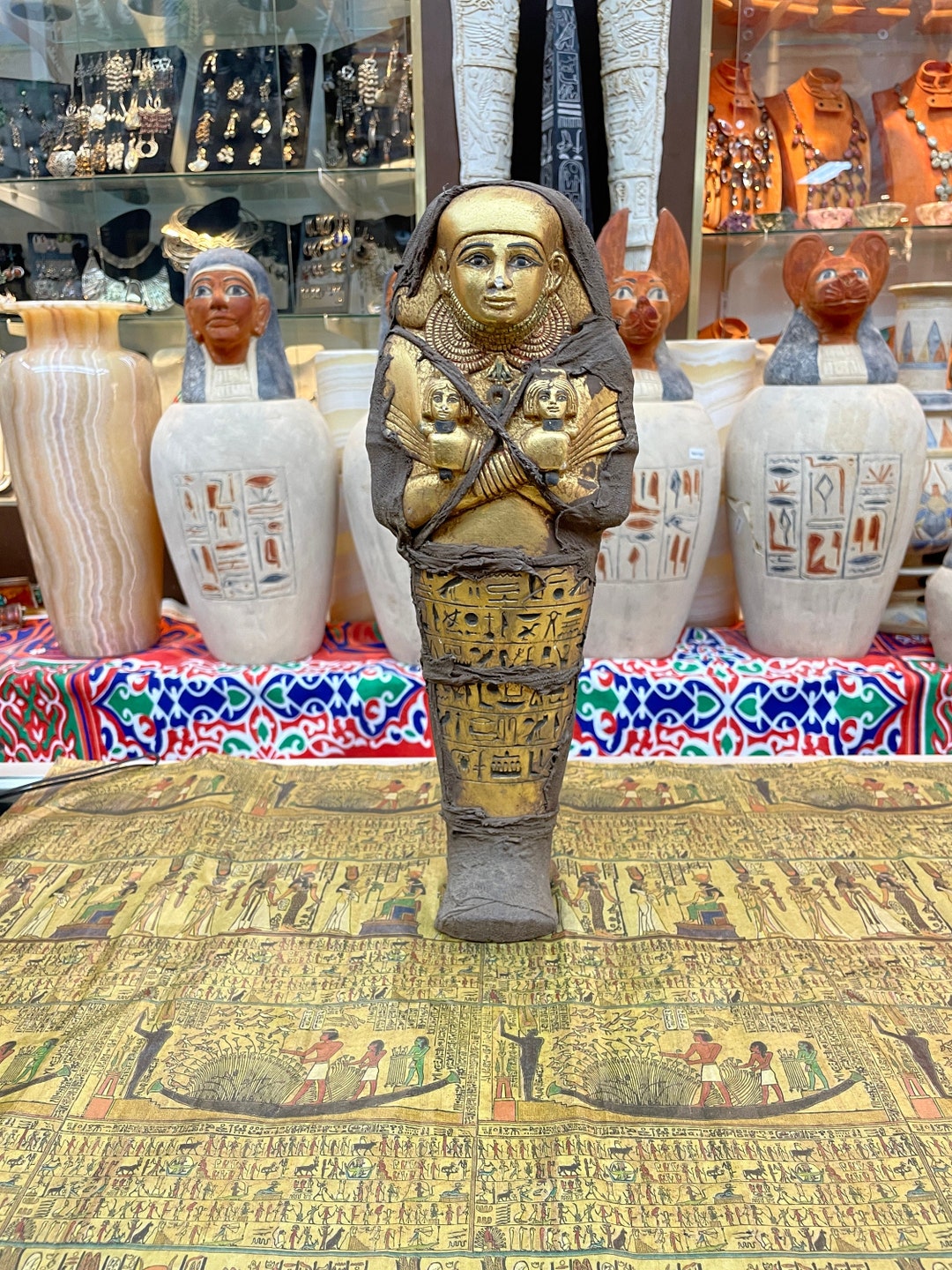 Vintage Egyptian Ushabti Stone Statue - Made in Egypt - Hand Carved ...