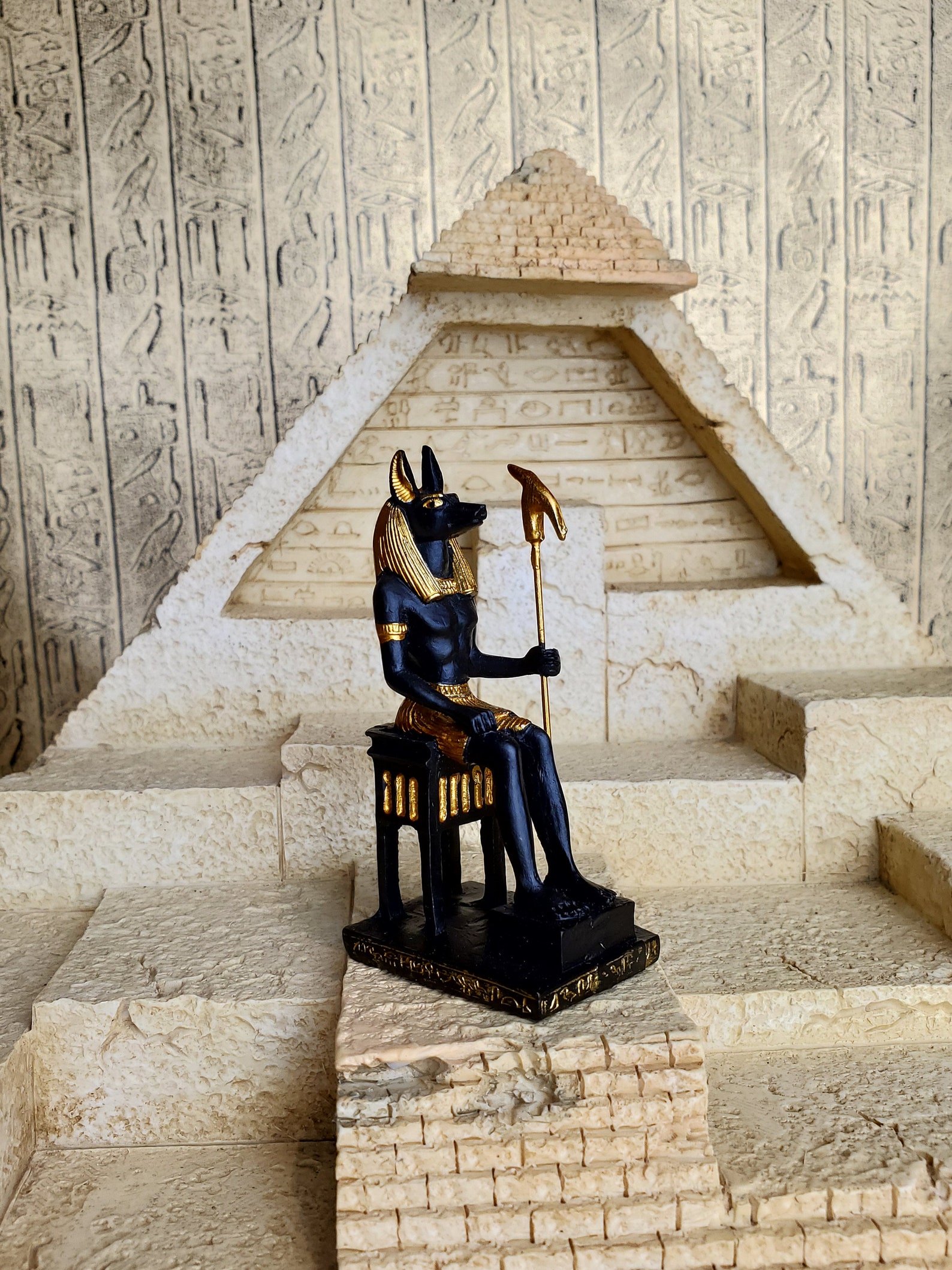 Vintage Anubis in Throne Mini Statue Hand-painted Egyptian - Etsy