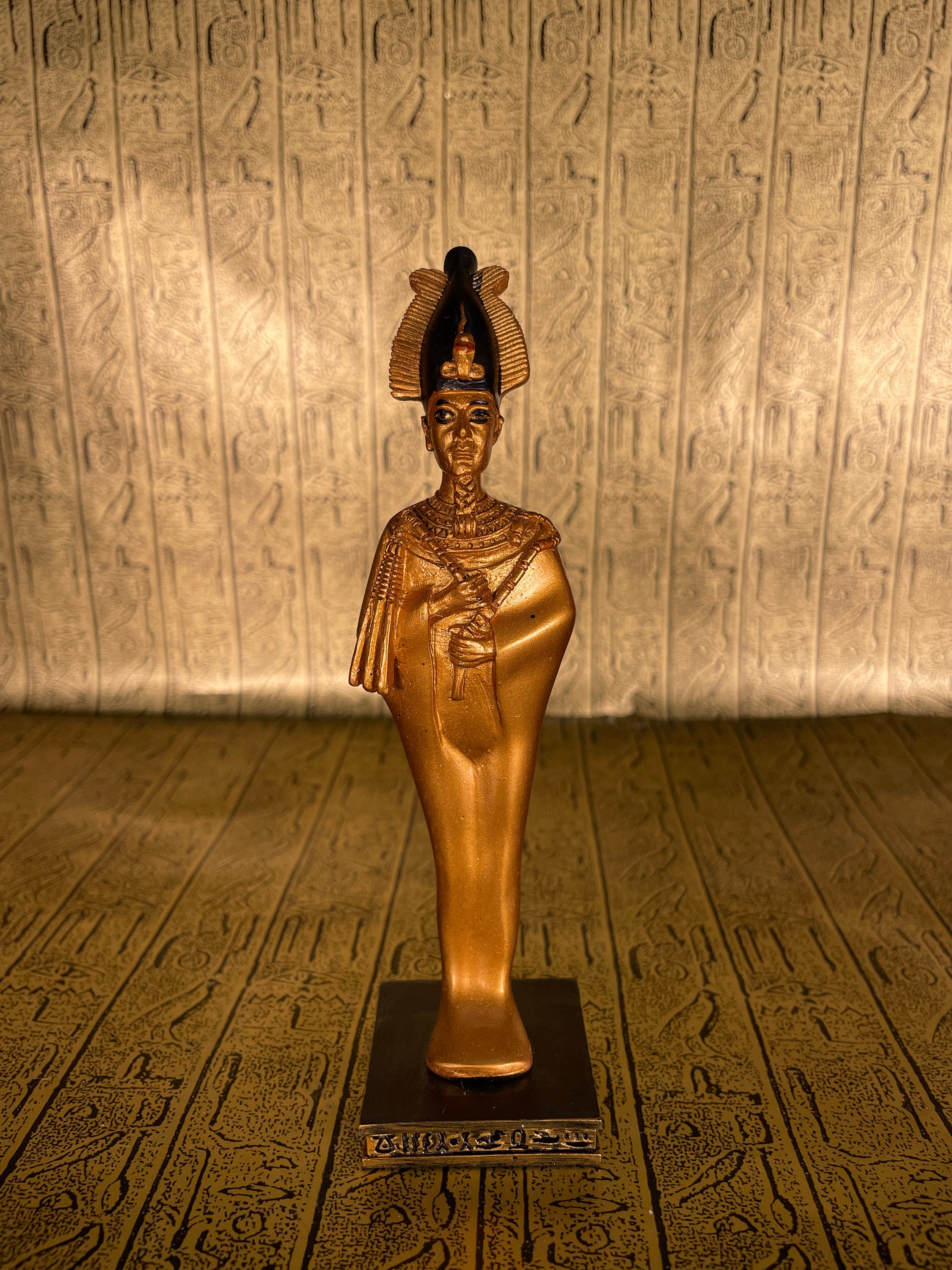 Vintage Osiris Statue - Ancient Egyptian God Osiris With Hieroglyphic ...