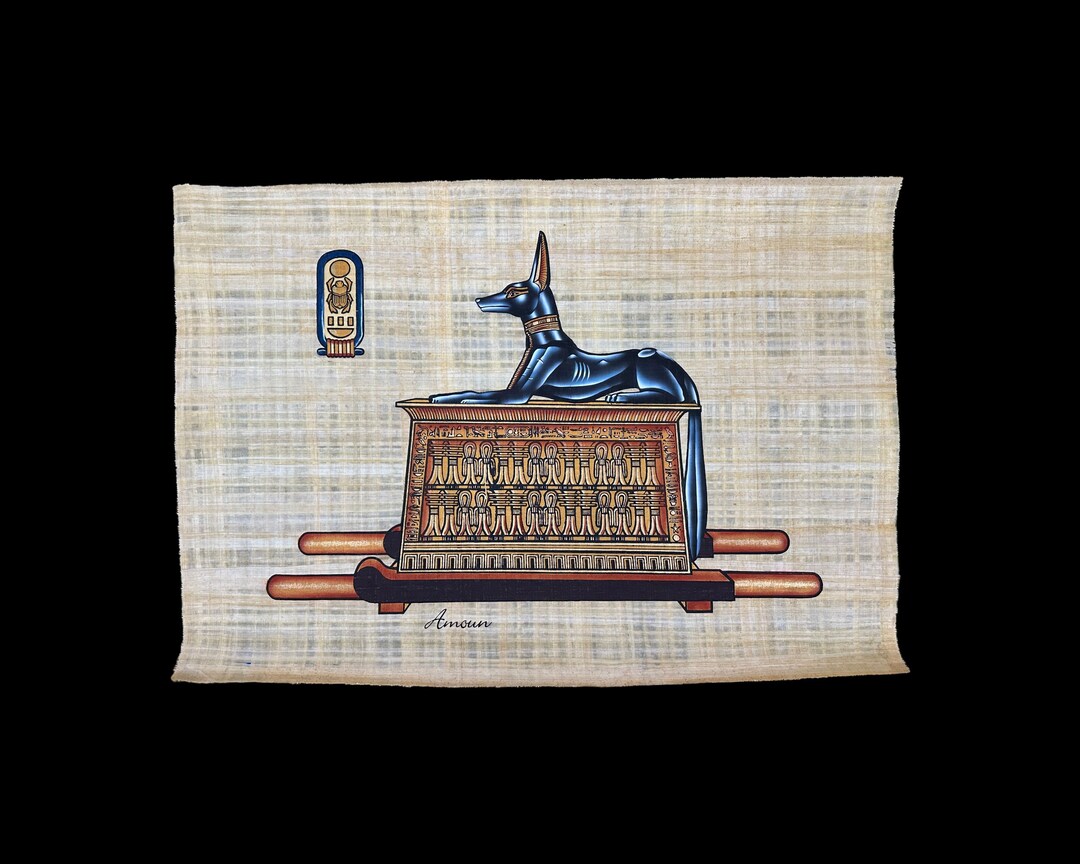 Anubis on Shrine - Hand-painted on Egyptian Papyrus - 100x70cm - Etsy