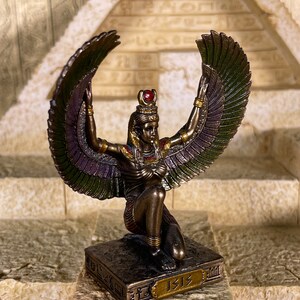 Vintage Isis Mini Statue - Small Hand-painted Ancient Egyptian Goddess ...