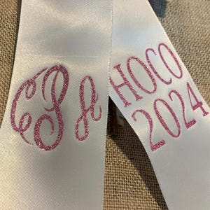 Personalized Monogram HOCO or Prom Bouquet Ribbon, Prom Flower Bow, Bow ...
