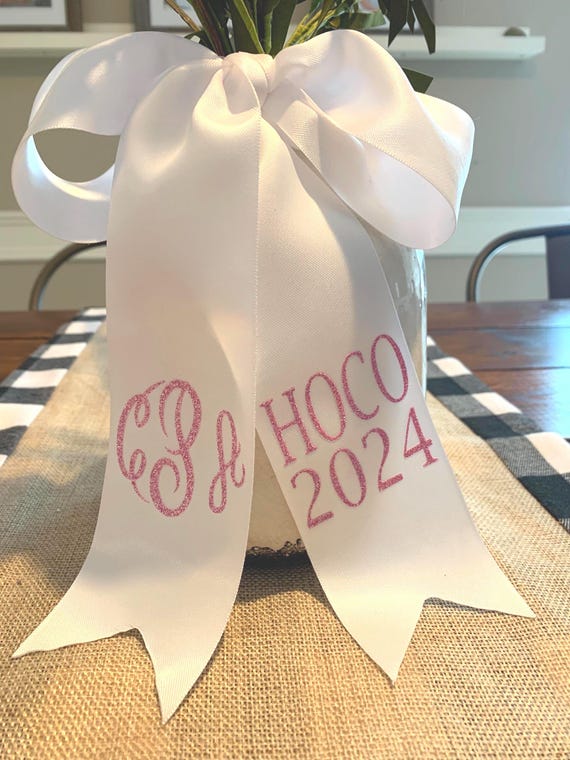 Personalized Monogram HOCO or Prom Bouquet Ribbon Wedding Bouquet Ribbon Satin Ribbon Fivesies Designs Etsy UK