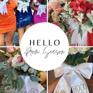 Personalized Monogram HOCO or Prom Bouquet Ribbon, Prom Flower Bow, Bow ...