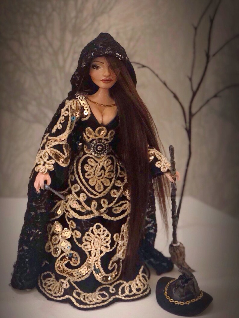 Large Poseable Hand Sculpted Full Body Polymer Clay Witch Doll With ...