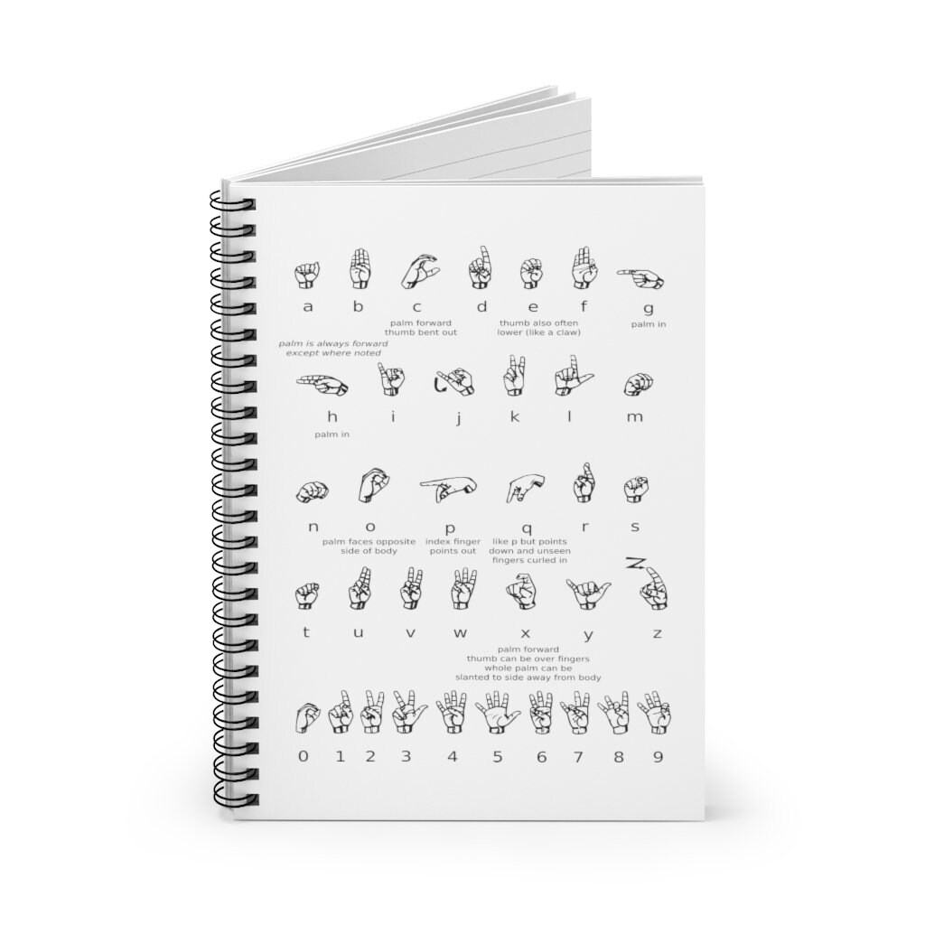 Sign Language Cover Spiral Notebook Ruled Line 118 Pages 5x7 - Etsy UK