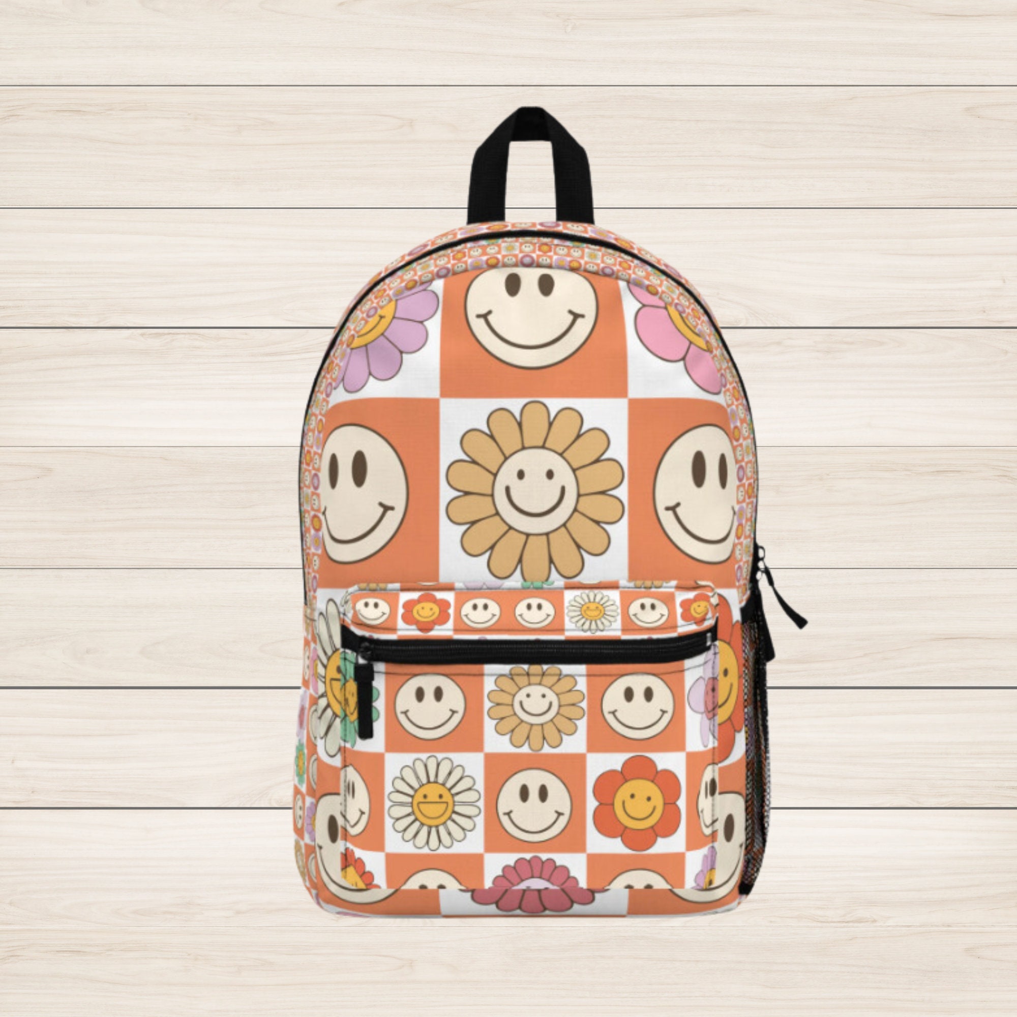 Personalized Smiley Face Backpack: Retro Custom Name Back to School - Etsy