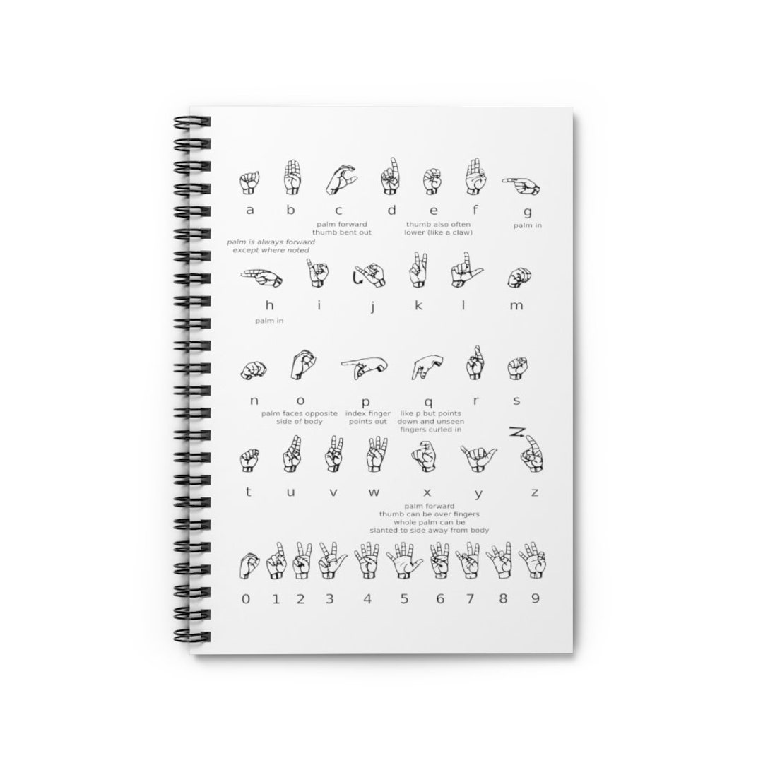 Sign Language Cover Spiral Notebook Ruled Line 118 Pages 5x7 Inches ...