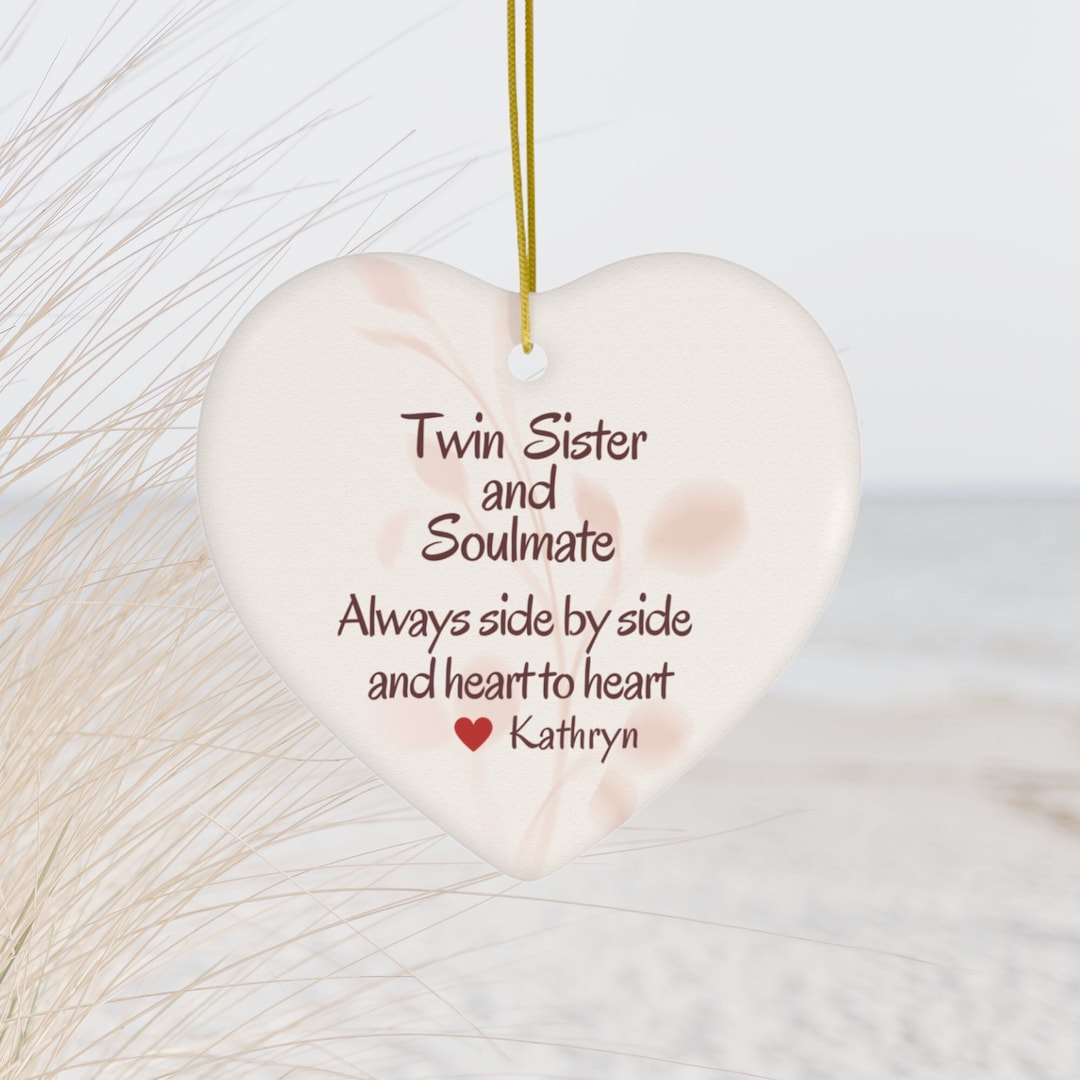 Personalized Twin Sister Ornament: Ceramic Heart Keepsake - Etsy