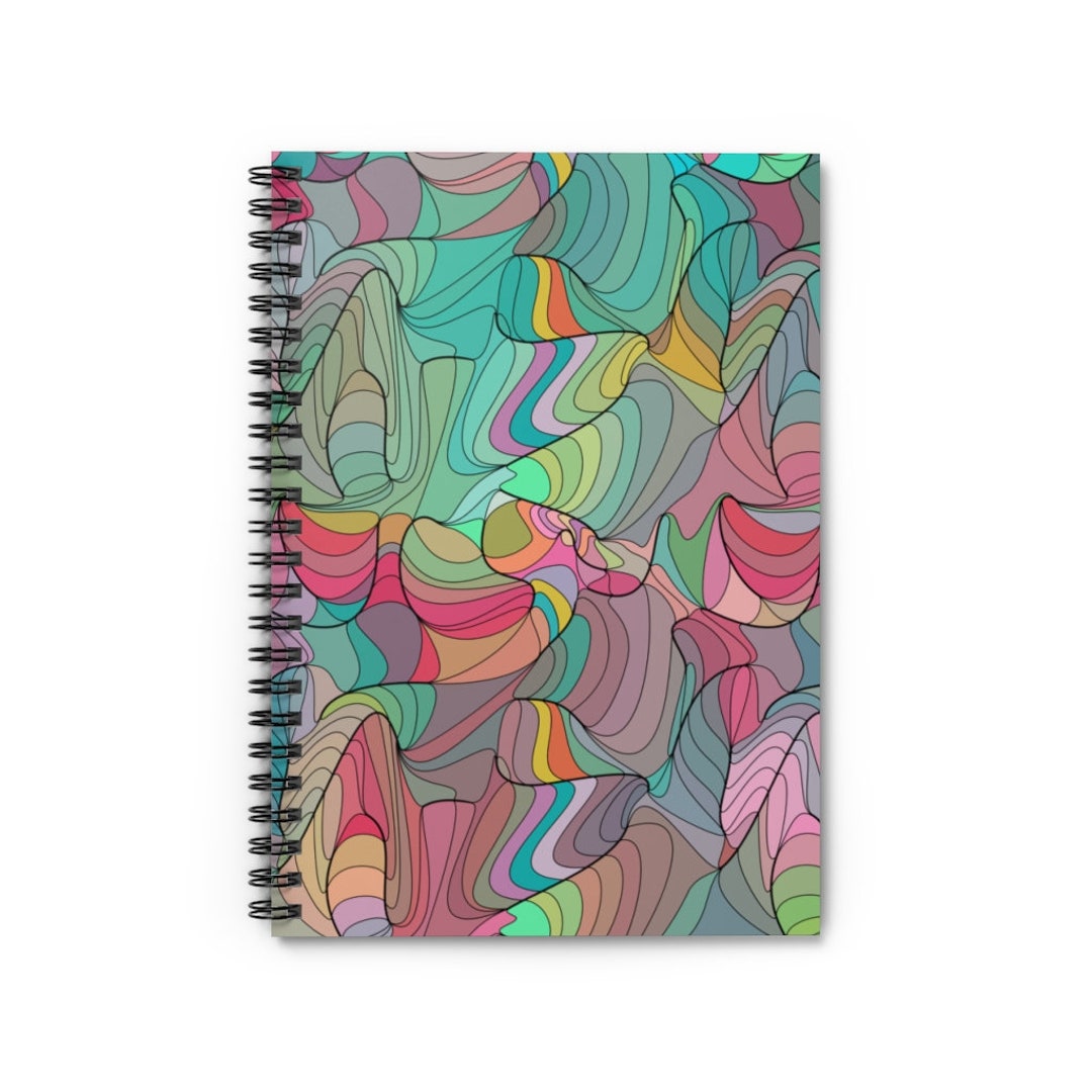 Geometric Shapes Spiral Notebook Ruled Line 118 Blank Pages 5x7 Inches ...