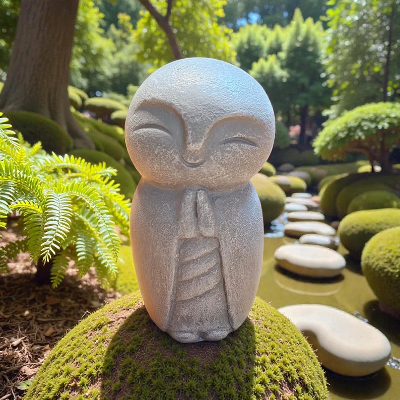 Mini Jizo Monk Buddha Statue Sandstone Zen Praying Sculptures for ...