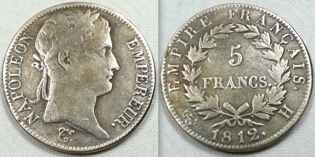 1812 French Italian Emperor Napoleon 5 Francs France Medal Coin Token ...