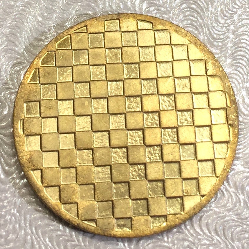 Round Gold Tone Solid Brass Chess Token Medal With Knight King & Rook ...
