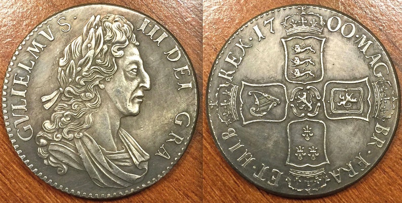 Great Britain 1700 Large Silver Tone Crown Coin Token Medal English ...