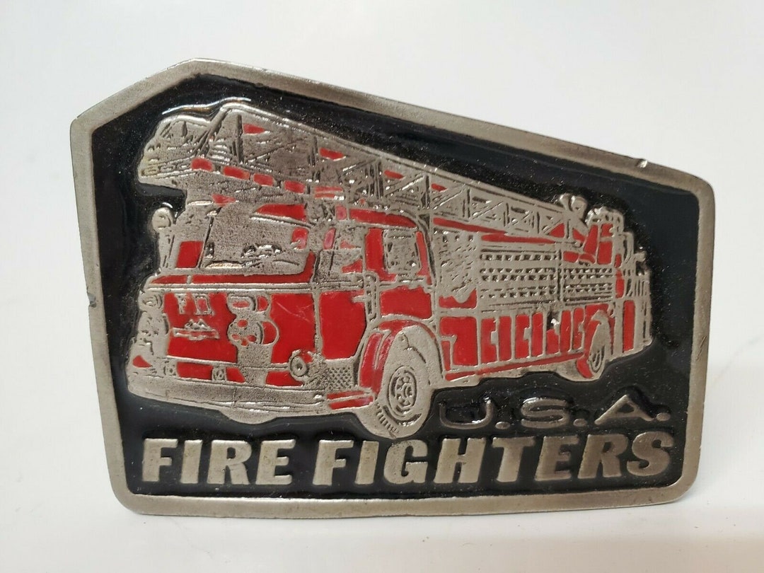 VINTAGE FIRE FIGHTERS Truck Belt Buckle U S A Collectible Belt Buckle ...
