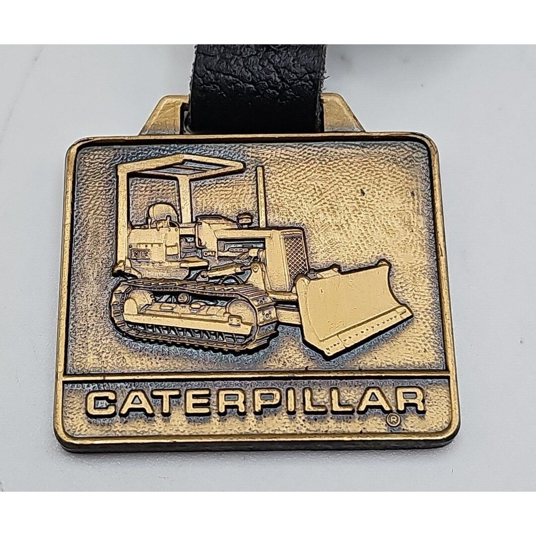 VINTAGE CAT CATERPILLAR Bulldozer Pocket Watch Fob Advertising Keychain ...