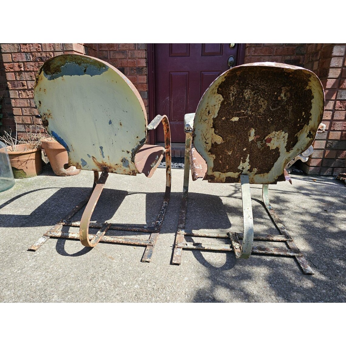VINTAGE MID CENTURY Metal Springer Lawn Chairs Patio Rockers Chairs ...