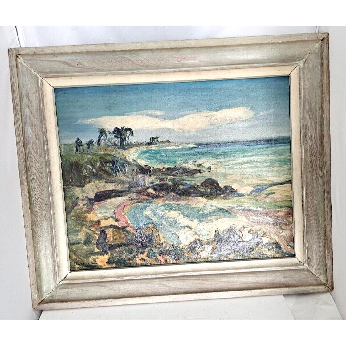 VINTAGE OIL PAINTING Ocean Scene Seascape by Elizabeth Albin Artist ...