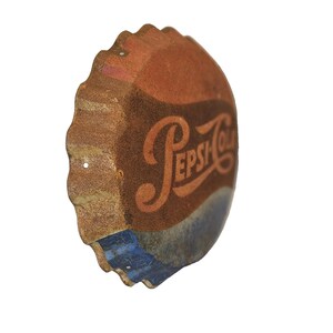 ANTIQUE PEPSI-COLA Bottle Cap Sign Large Metal Advertising Sign 19 ...