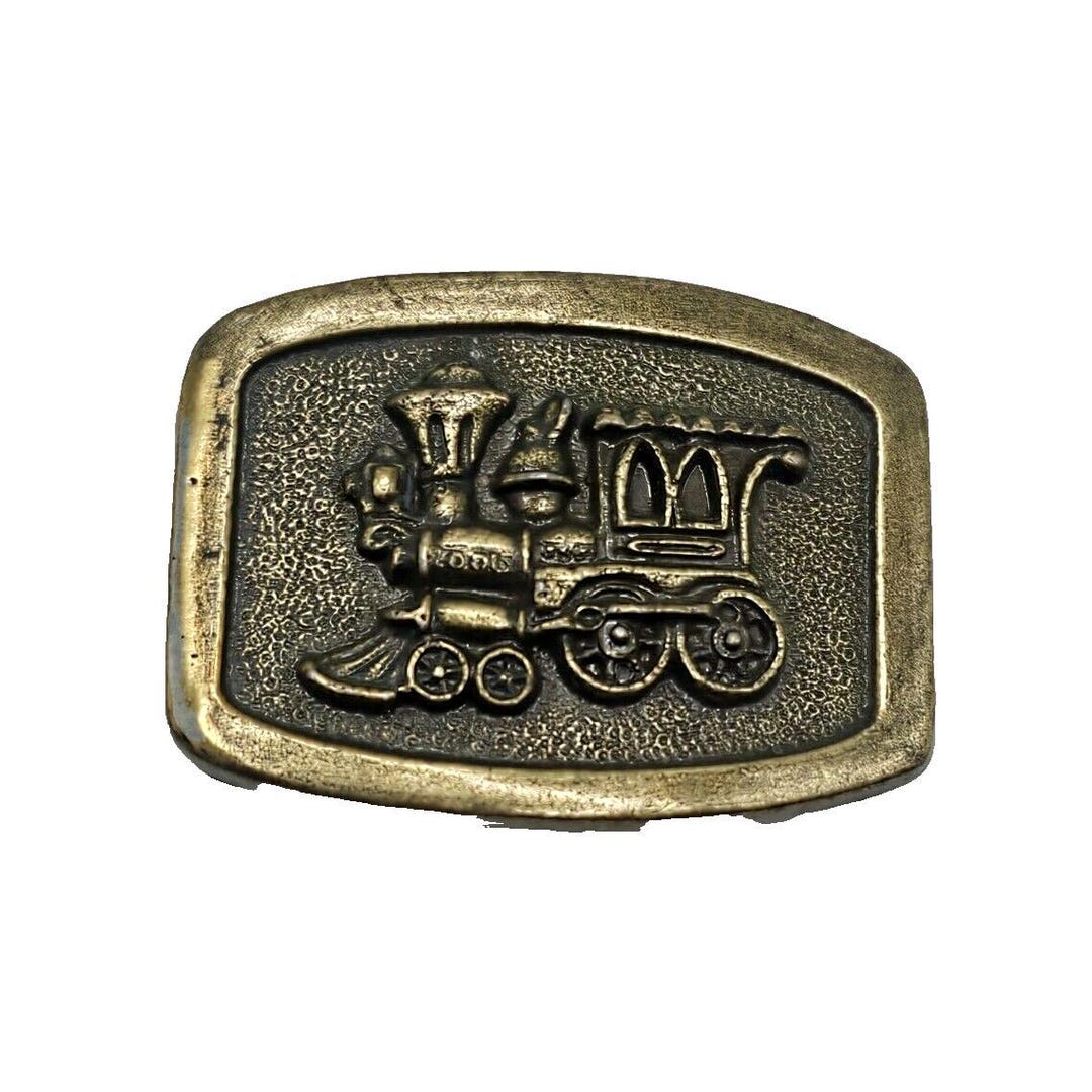 VINTAGE STEAM ENGINE Belt Buckle Locomotive Railroad Train Buckle ...