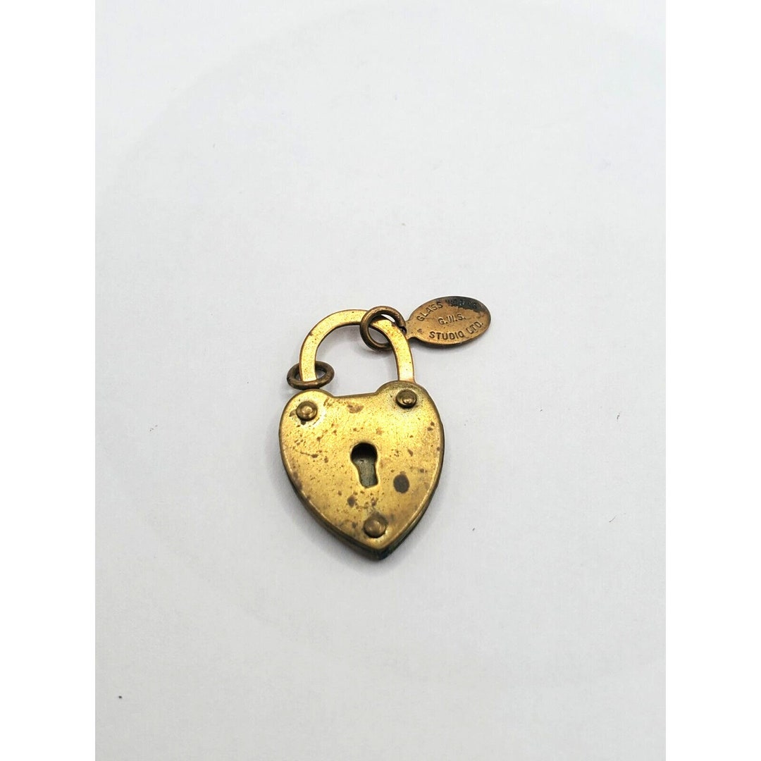 ANTIQUE HEART LOCKET Signed Glass Works Studio Heart With Keyhole ...