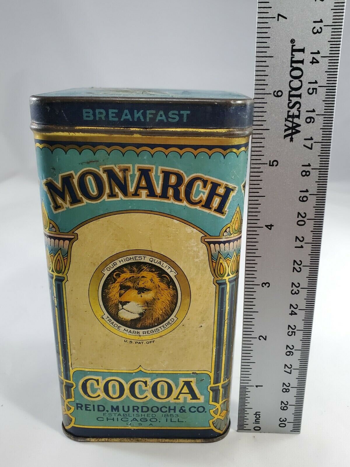 VINTAGE MONARCH COCOA Tin Lion Graphic Advertising Reid Murdock & Co ...