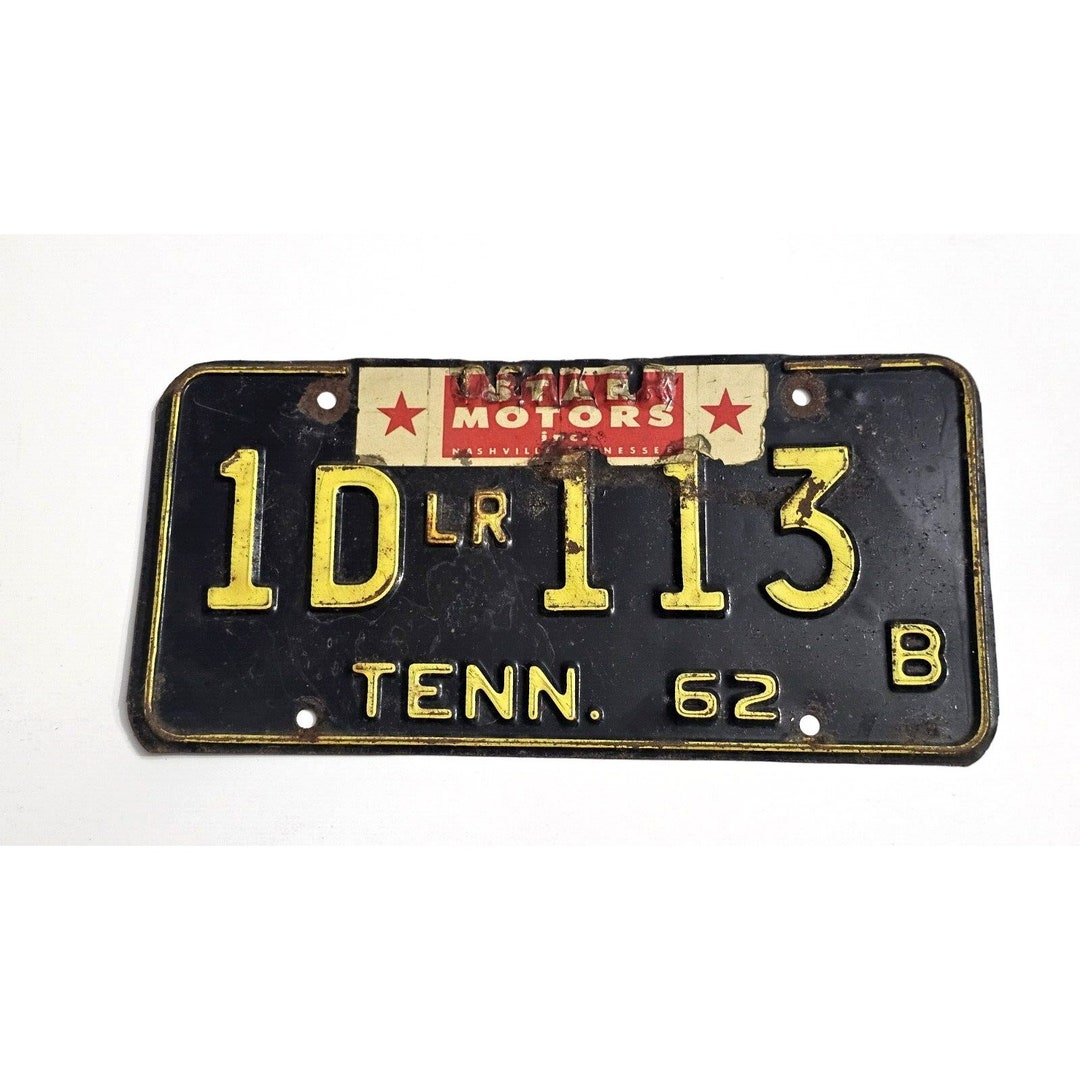 ANTIQUE 1962 TENNESSEE Dealer License Plate Star Motors Nashville TN ...