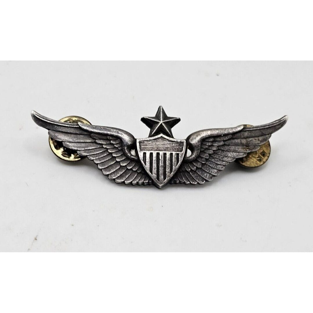 VINTAGE MILITARY WINGS Pin Back Wings With Shield and Star Pilot ...