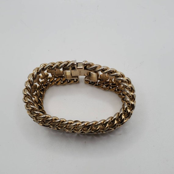 VINTAGE MONET WIDE Gold Plated Bracelet Collectible E… - Gem