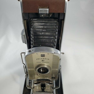 VINTAGE POLAROID LAND Camera Model 95A Flash Chrome Leather Case ...