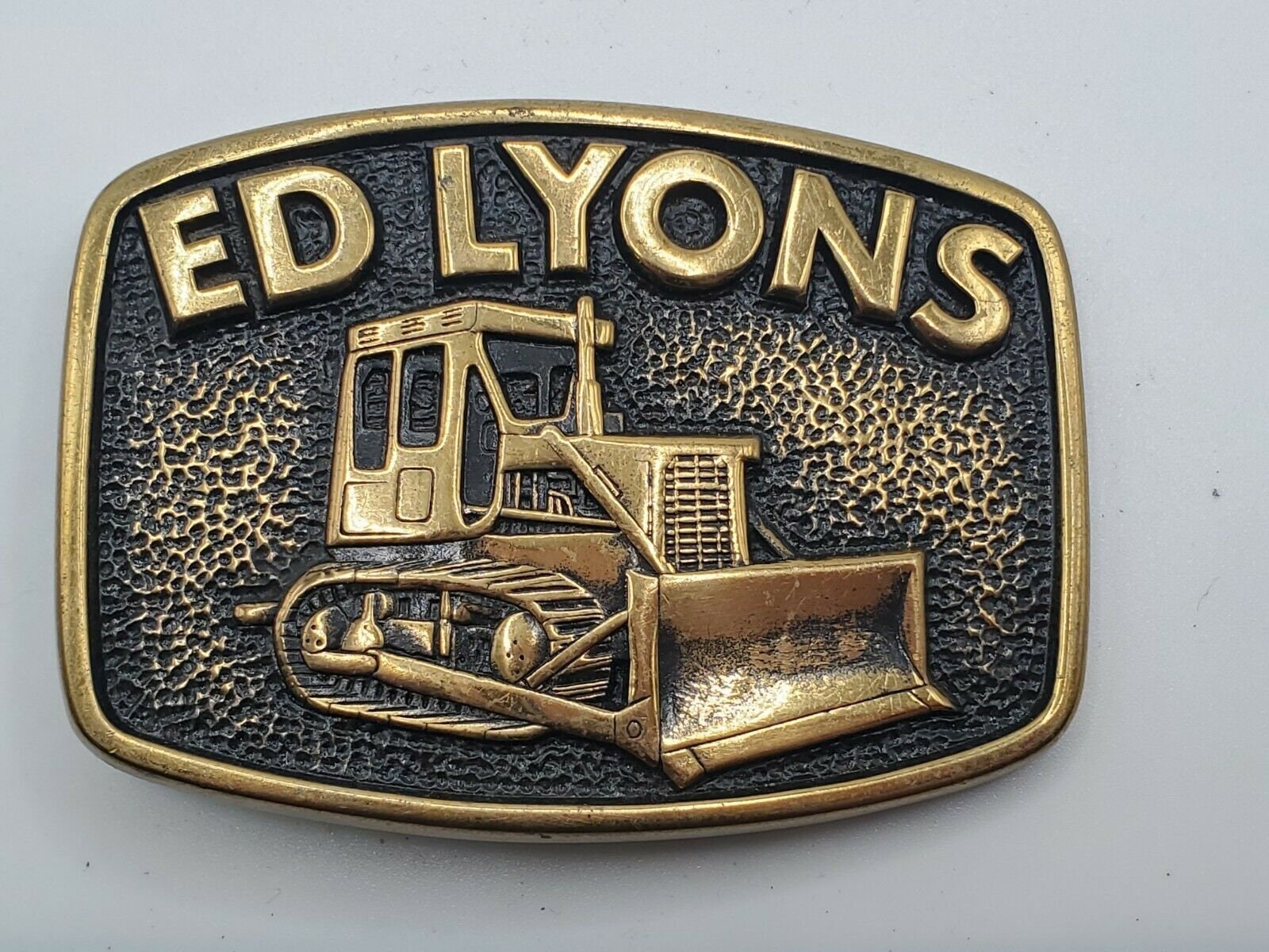 VINTAGE ED LYONS Bulldozer Belt Buckle Solid Brass Collectible - Etsy
