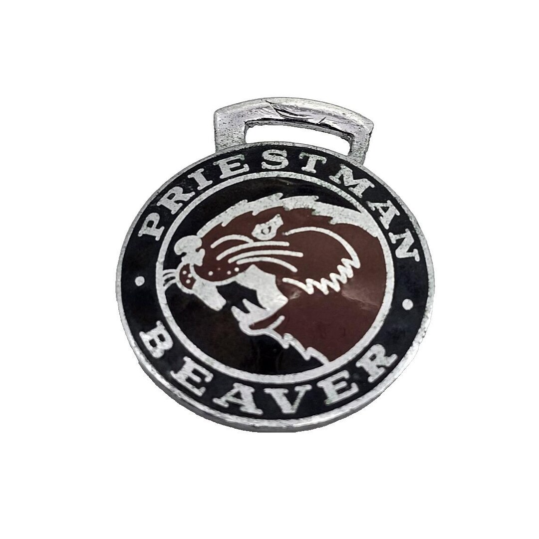 VINTAGE PRIESTMAN BEAVER Pocket Watch Fob Enamel Crane Excavator ...