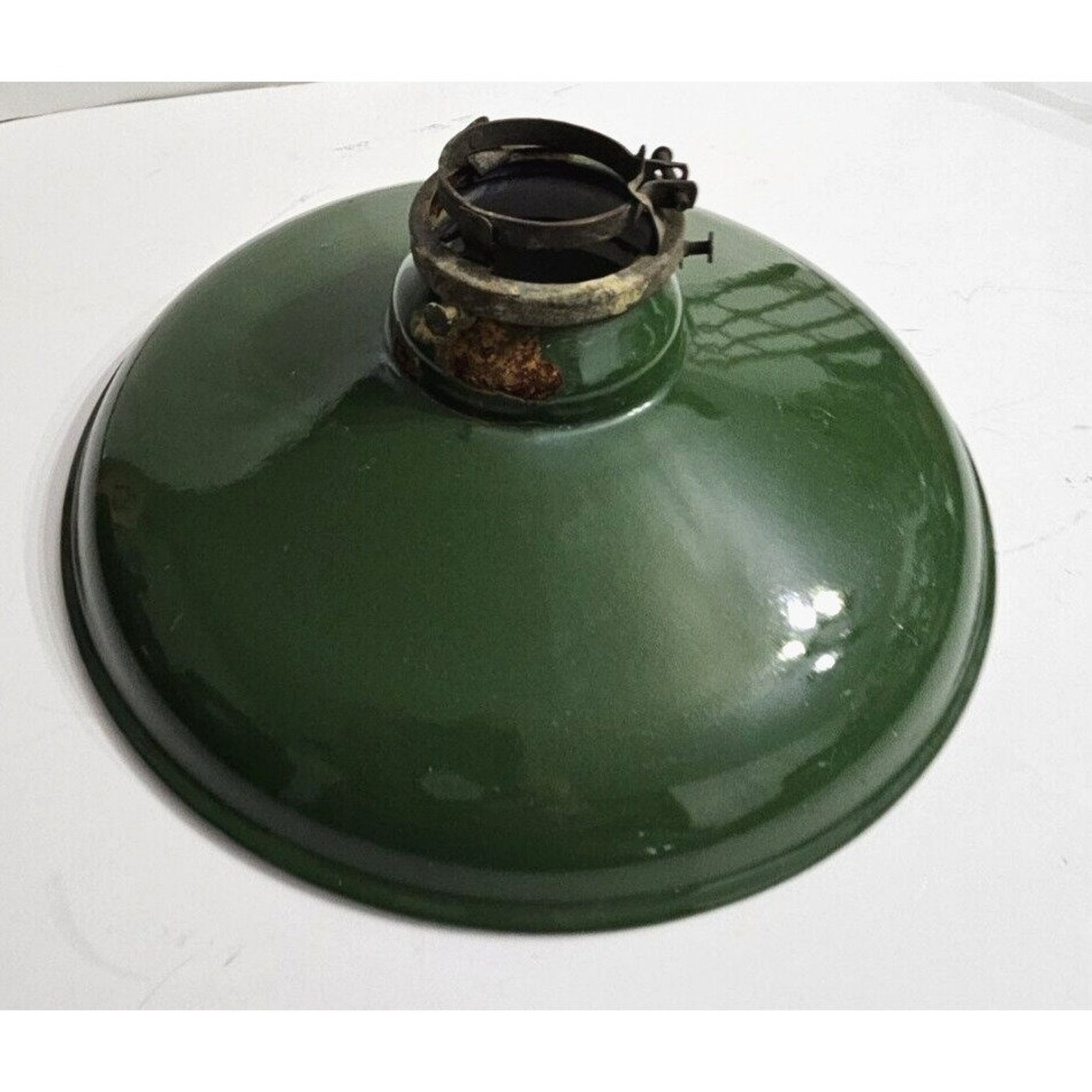 ANTIQUE PORCELAIN GREEN Light Shade Industrial Barn Enamel Shade 10 ...