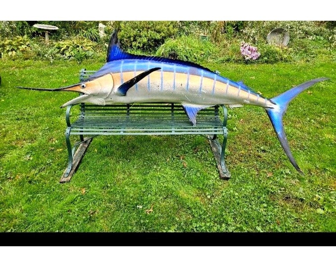 VINTAGE BLUE MARLIN Fish Mount 10ft Double Sided Collectible Fishing ...